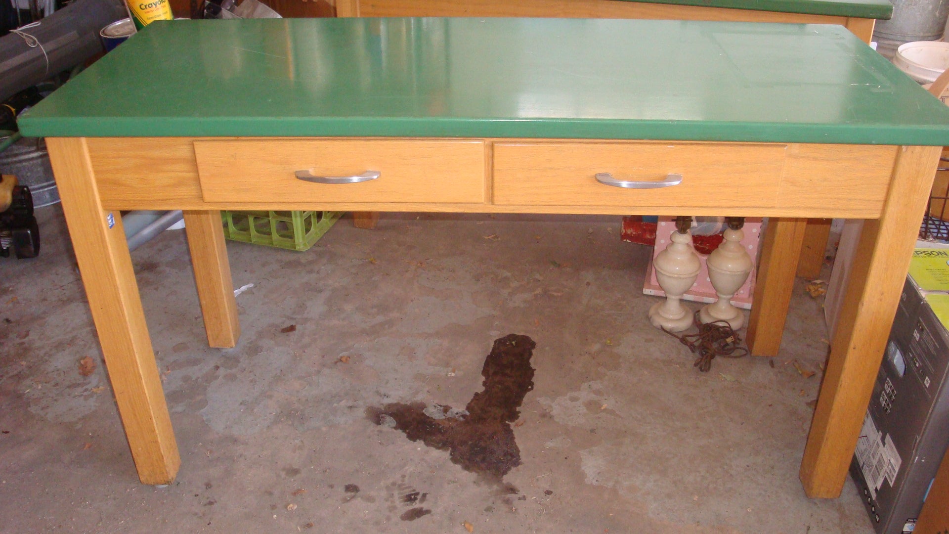 School Lab Table with oak base and epoxy resin top; two available at ...