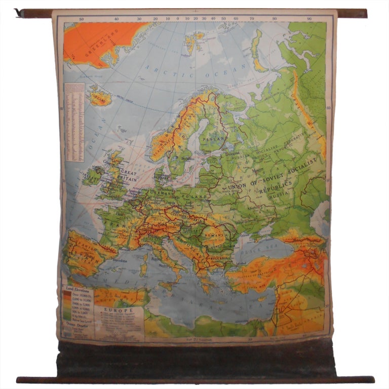 Map of Europe, 1949 edition at 1stDibs