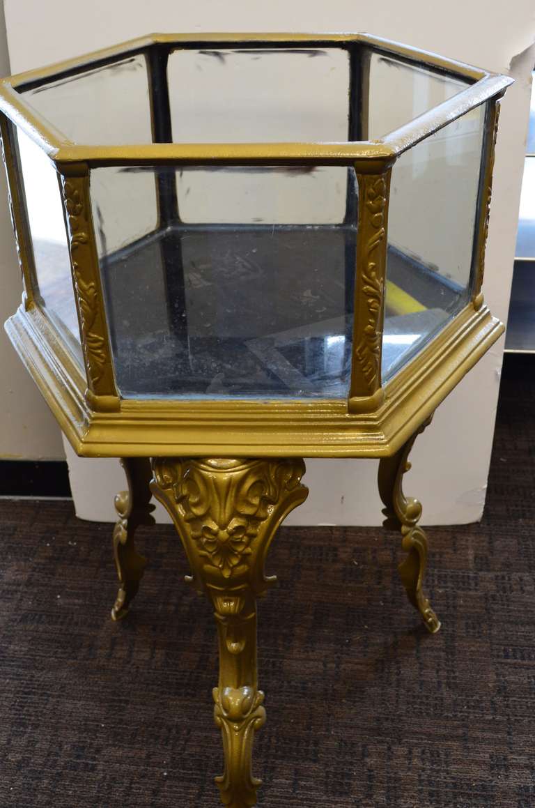 Victorian Aquarium with six sides and three-legged ornate cast-iron ...