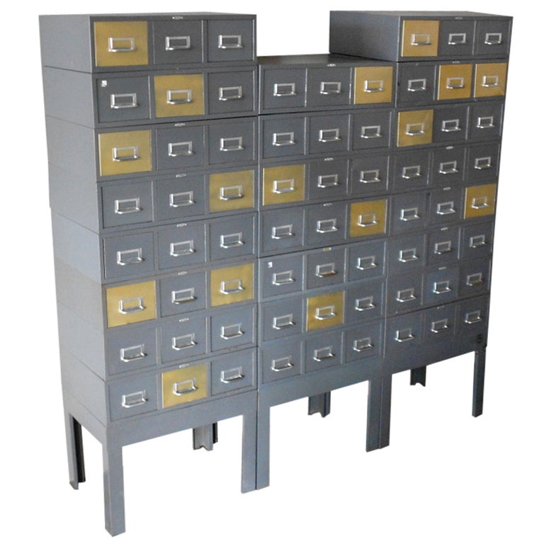 Card Cabinet With Sliding Drawers By Cole Steel at 1stDibs