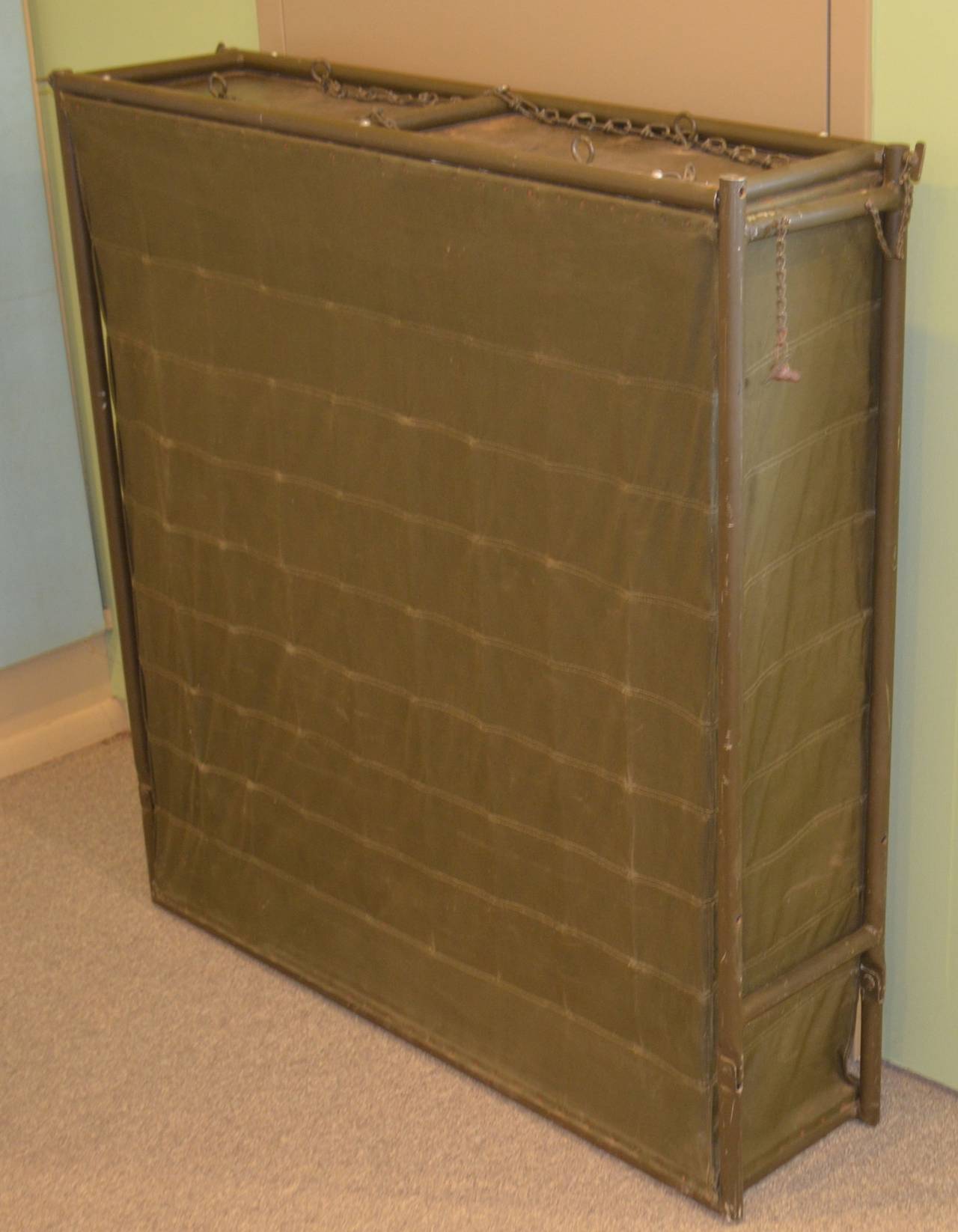 Military Field Postal Unit of Canvas Cubbies Framed by Steel Rods at ...