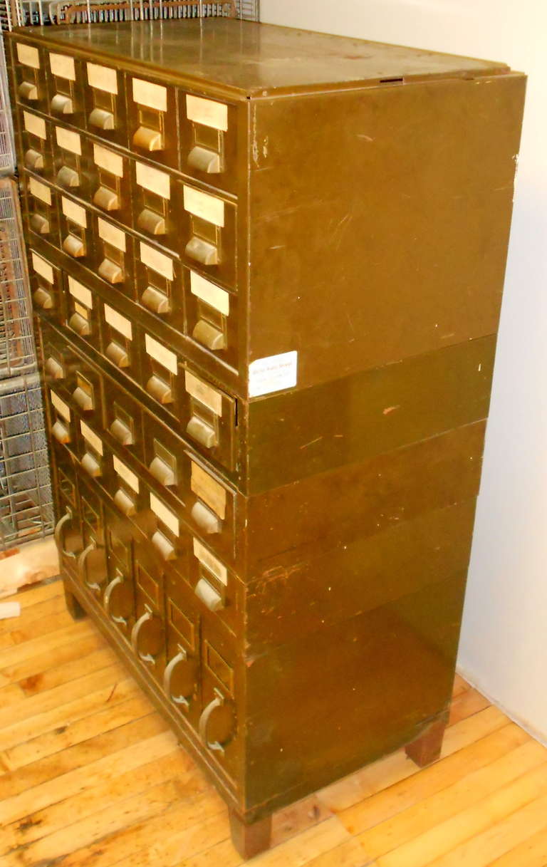 Industrial Steel File Cabinet in khaki brown/olive green at 1stDibs