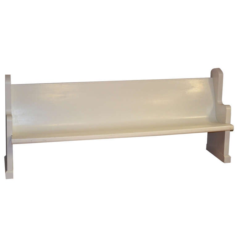 Arts-and-Crafts era church pew as free-standing bench in white. at 1stDibs