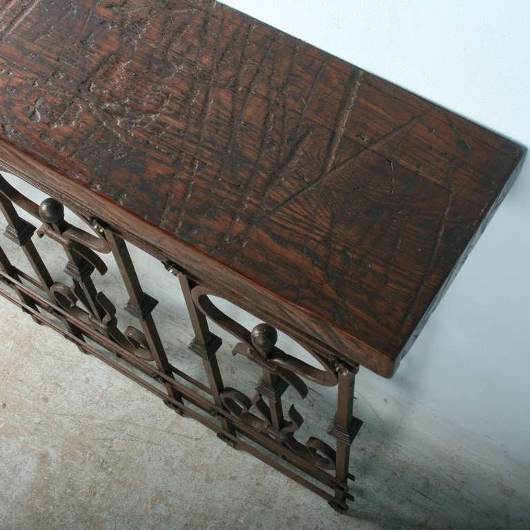 Vintage Console Table from Reclaimed Iron Gate and Railroad Cart Wood ...