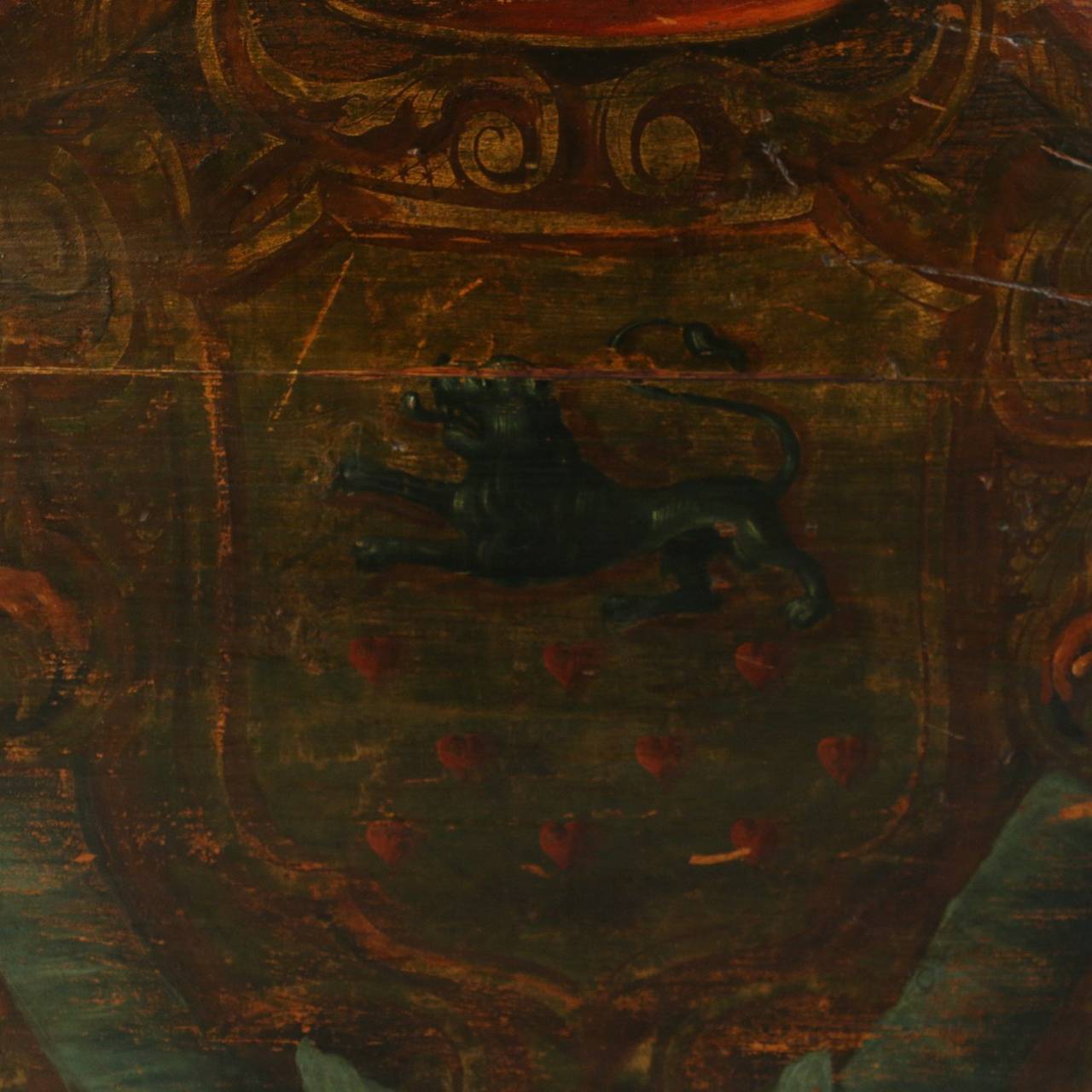 Large Original Painted Baroque Coat of Arms Oil on Panel, 19th Century ...