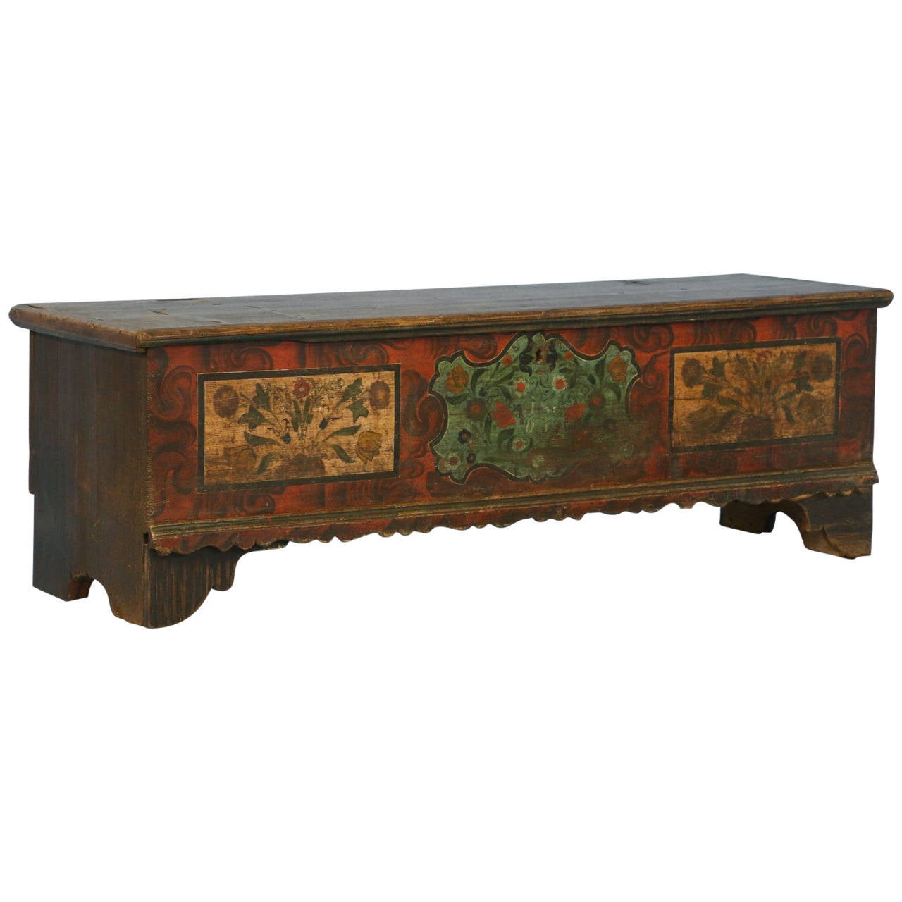 Original Painted Romanian Antique Narrow Trunk, circa 1867 at 1stDibs ...
