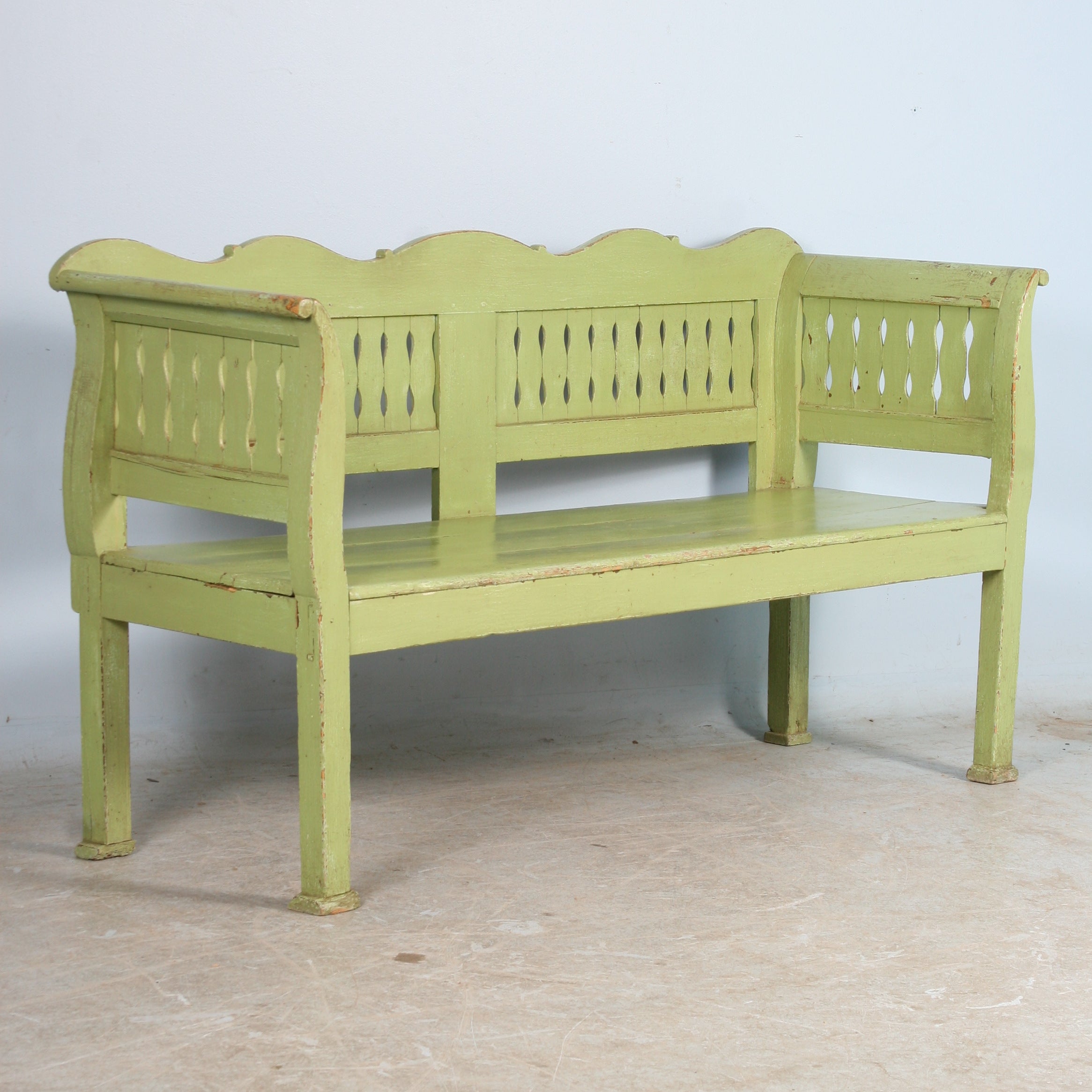 Antique Original Green Painted Romanian Bench, circa 1870 at 1stDibs
