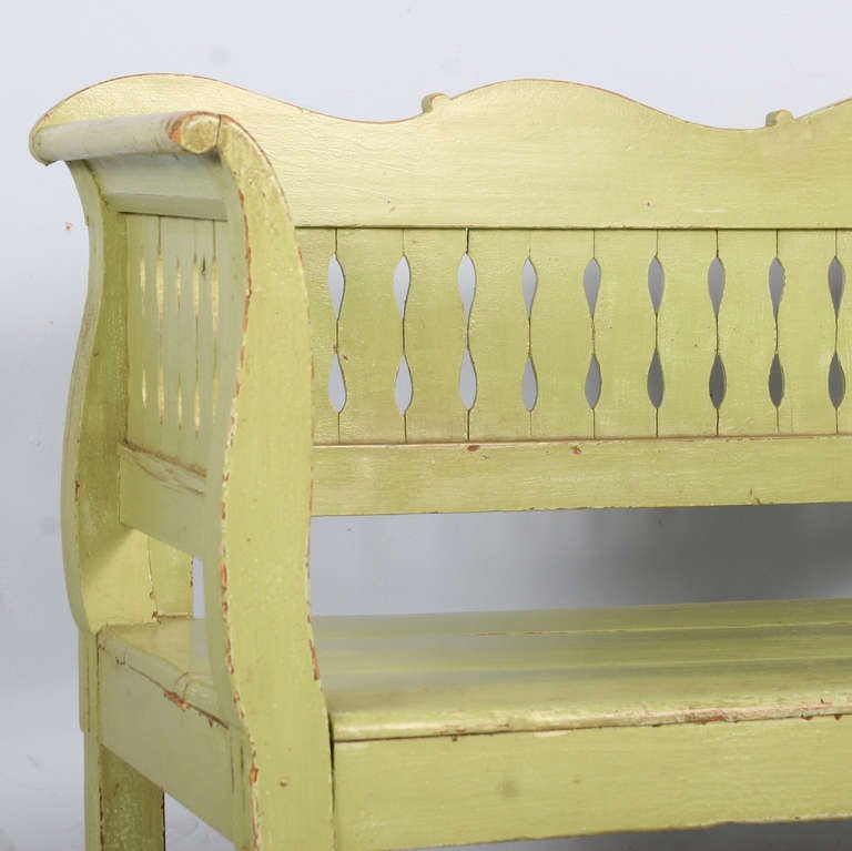 Antique Original Green Painted Romanian Bench, circa 1870 at 1stDibs
