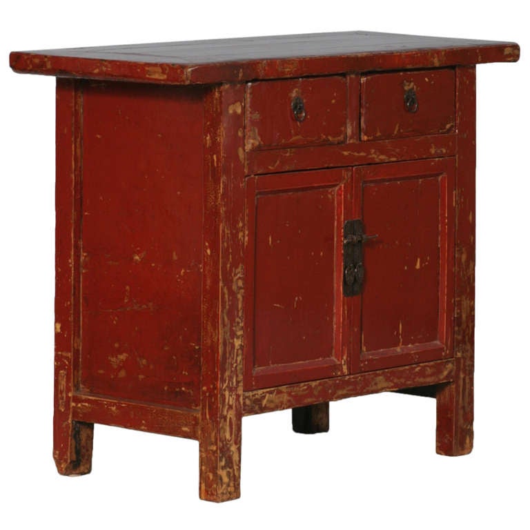 Small Antique Red Lacquered Chinese Sideboard c.1840-60 at 1stDibs