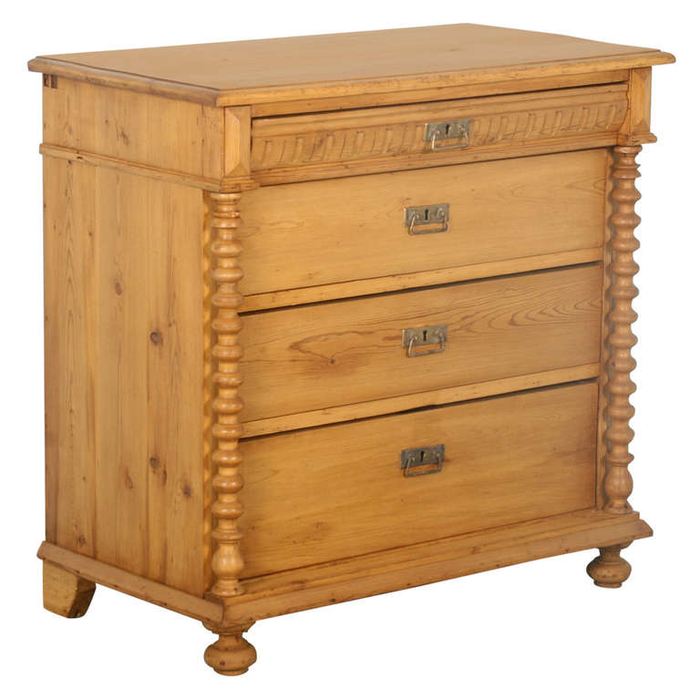 Antique Pine Chest of Drawers with Turned Columns, circa 1860 at 1stDibs