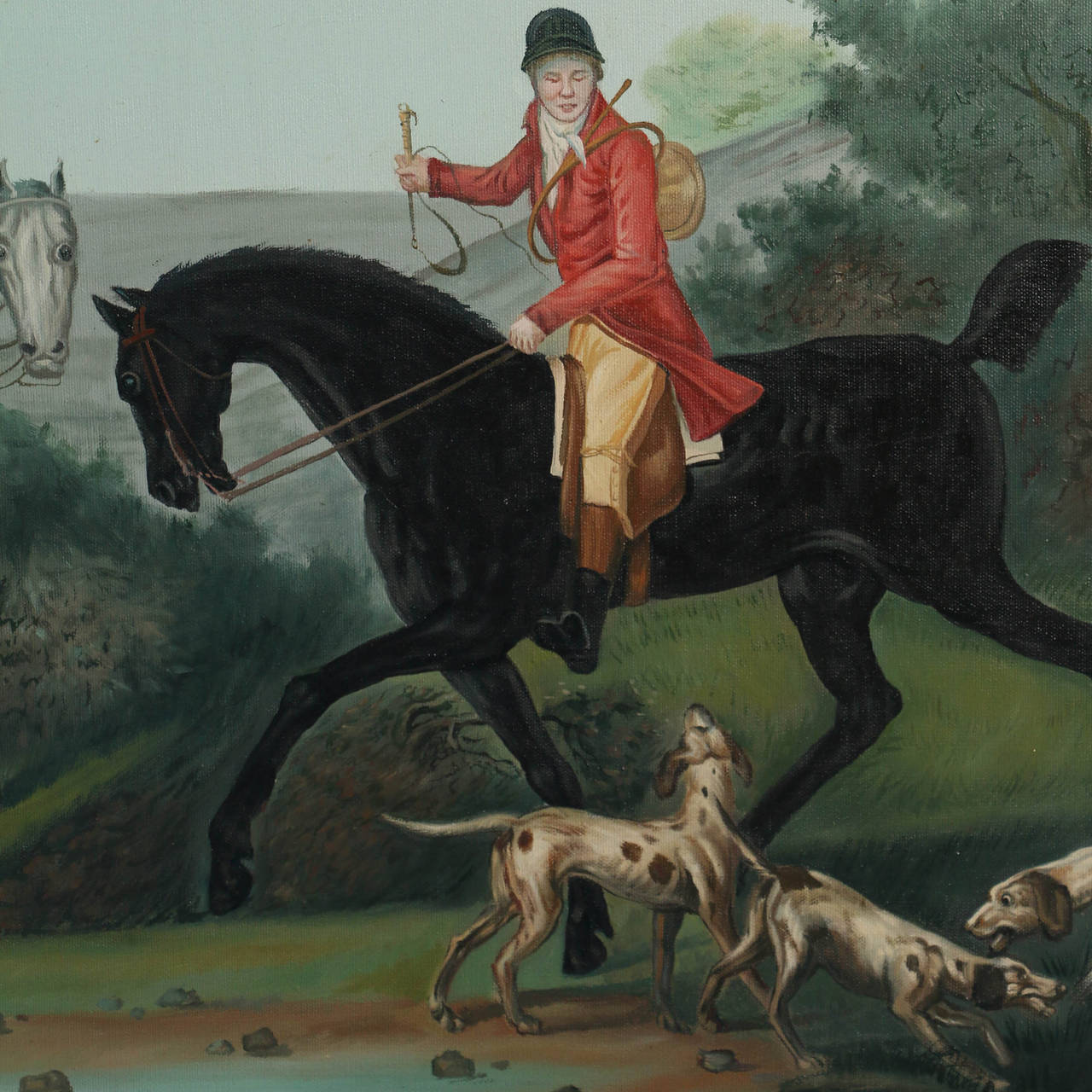Fox Hunting with Hounds Original Oil on Canvas, Signed Raymond Camila ...
