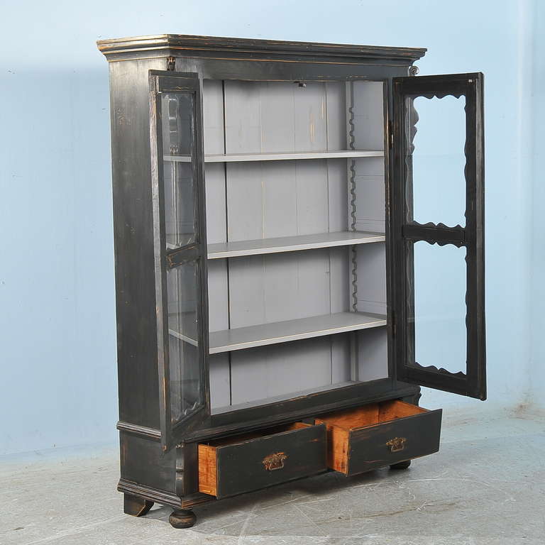 Antique Russian, Black Bookcase Cabinet with Adjustable Shelves at ...