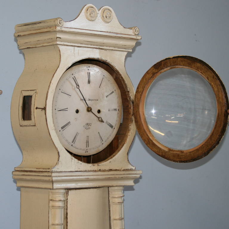 Antique Original White Painted Grandfather Clock at 1stDibs