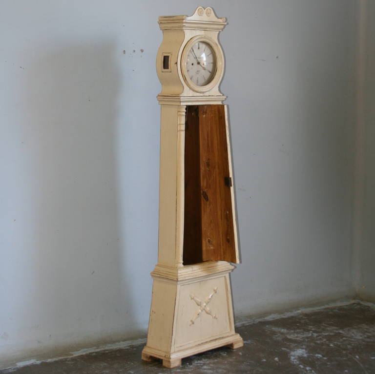 Antique Original White Painted Grandfather Clock at 1stDibs