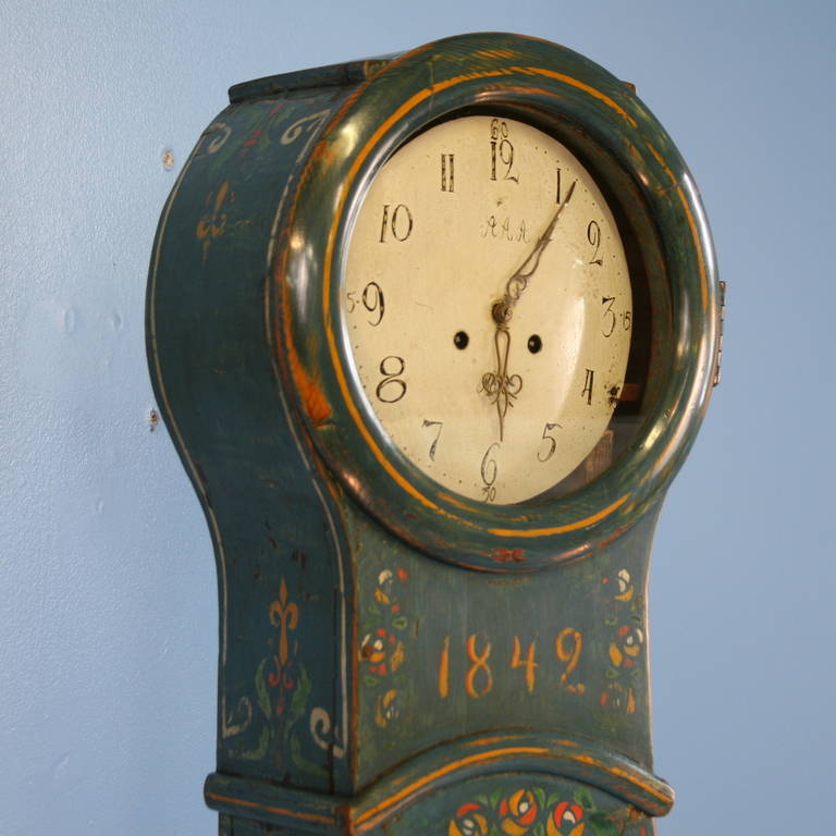 Antique Original Painted Swedish Mora Grandfather Clock, circa 1842 at ...