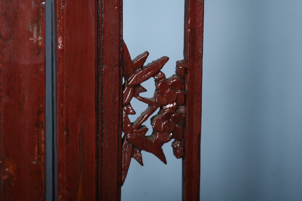 Six Screen Chinese Red Lacquered Room Divider at 1stDibs