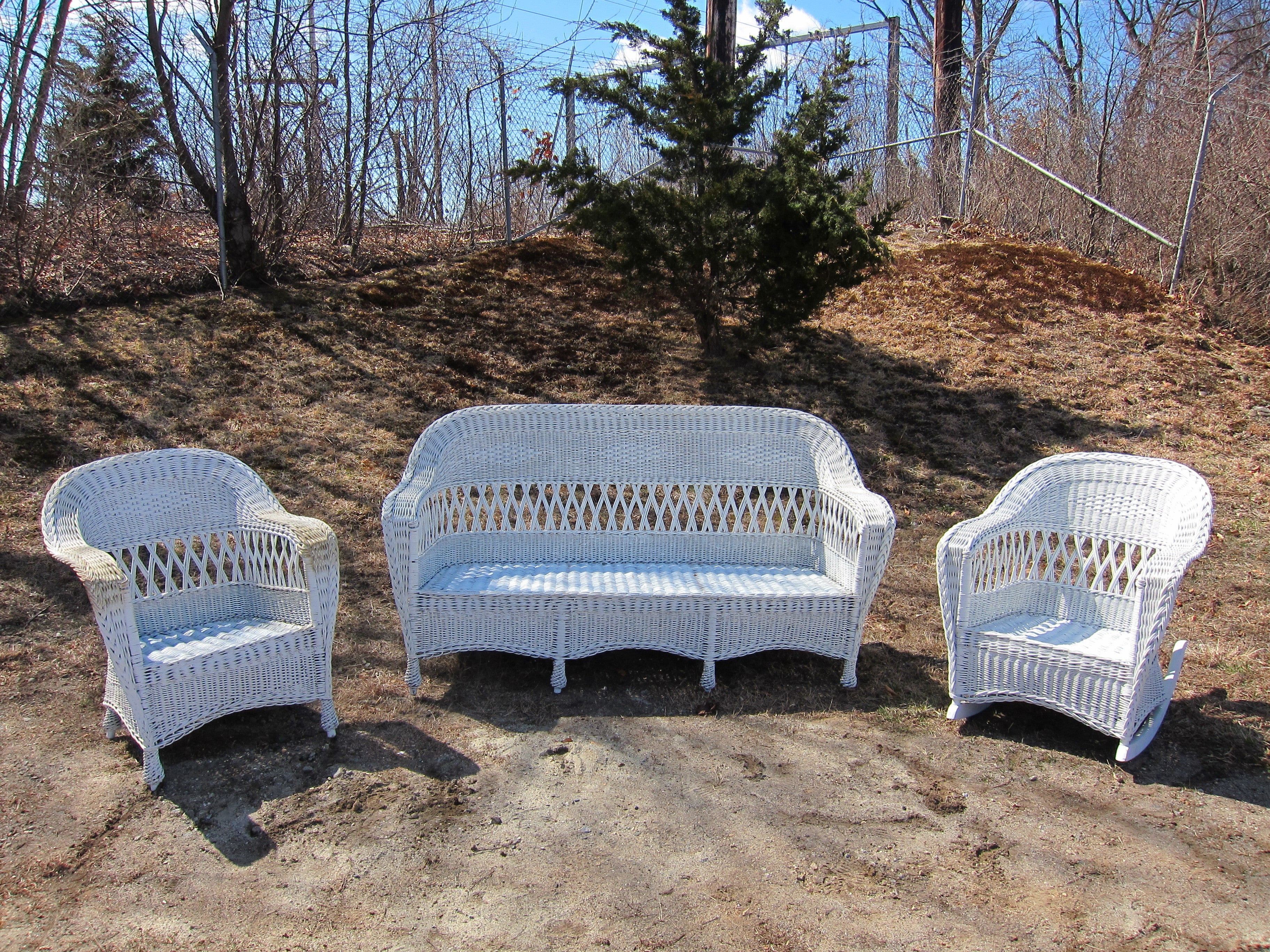 Antique Wicker Set - four piece For Sale at 1stDibs