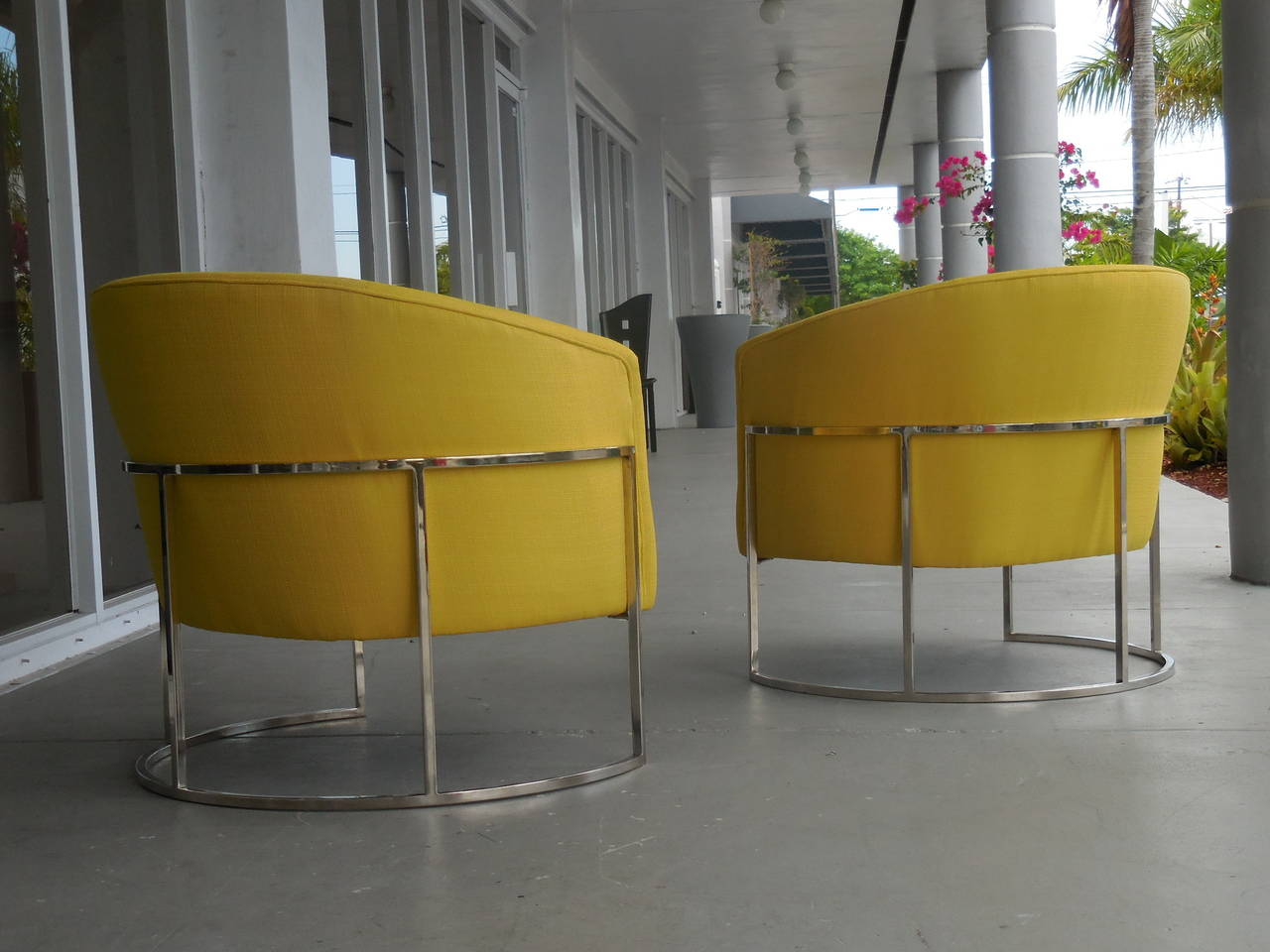 Pair of Yellow Barrel Chairs by Milo Baughman at 1stDibs | barrel chair ...