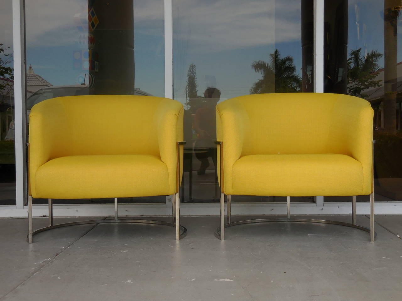 Pair of Yellow Barrel Chairs by Milo Baughman at 1stDibs | barrel chair ...