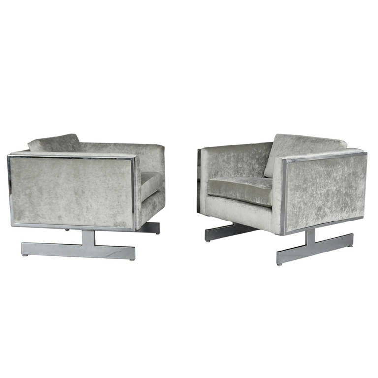 Pair of Mid Century Cube Chairs by Patrician Furniture at 1stDibs