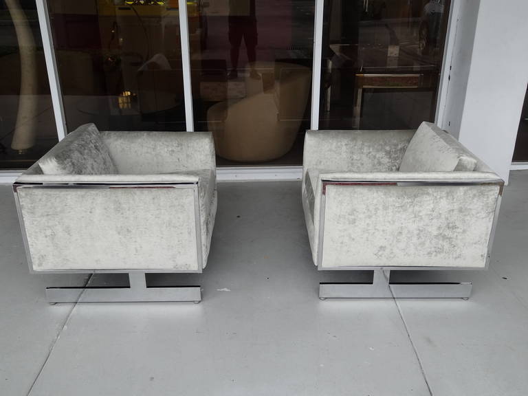 Pair of Mid Century Cube Chairs by Patrician Furniture at 1stDibs