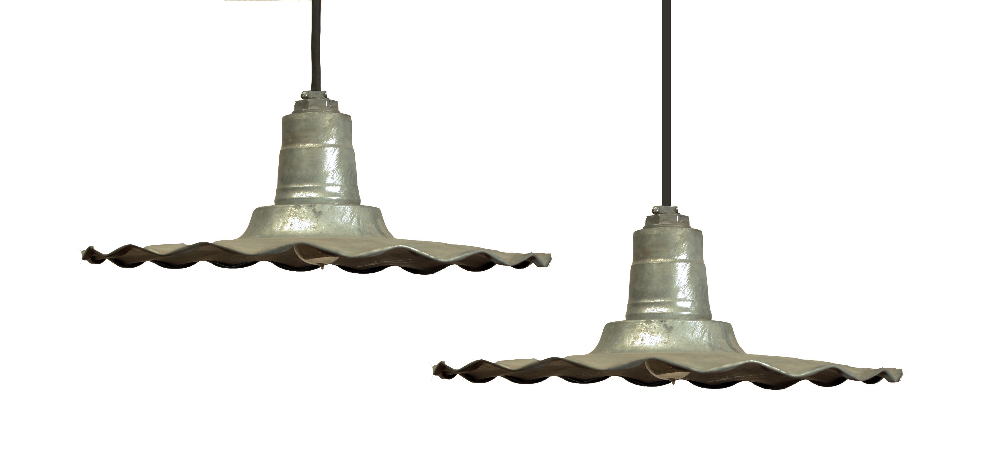 Pair of Radial Wave Galvanized Vintage Industrial Light Fixtures For ...