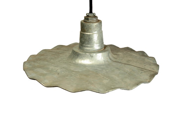 Pair of Radial Wave Galvanized Vintage Industrial Light Fixtures For ...
