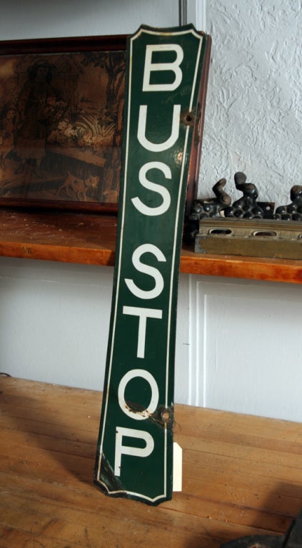 Authentic Vintage Bus Stop Sign For Sale at 1stDibs