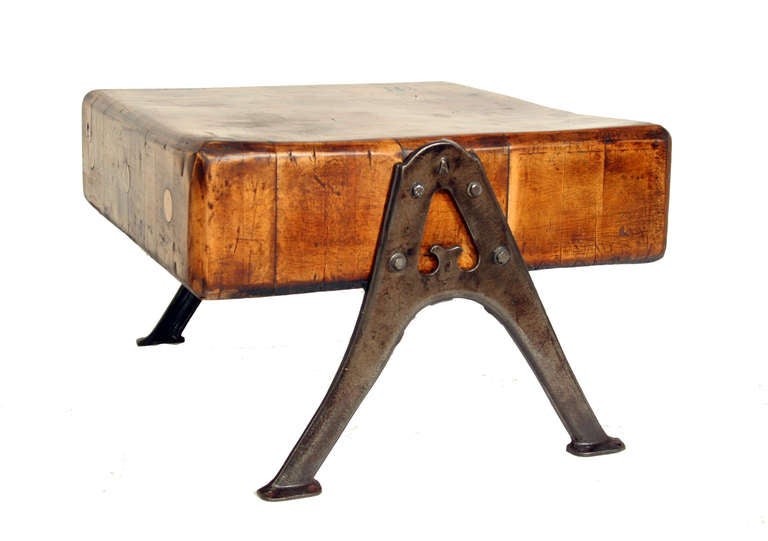 Vintage Industrial Butcher Block Table For Sale at 1stDibs