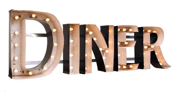 Vintage Lighted Diner Sign For Sale at 1stDibs