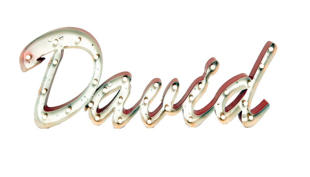 Vintage Lighted David Script Channel Letter Sign at 1stDibs
