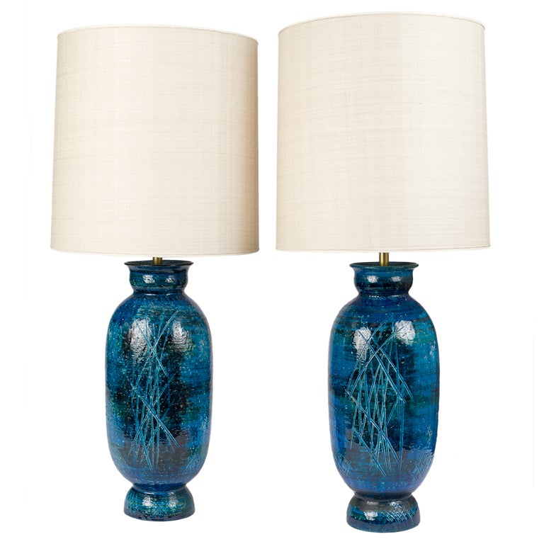 Pair of Monumental Raymor Pottery Lamps at 1stDibs