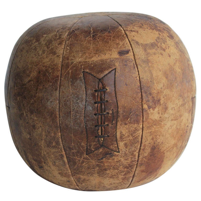 Large Vintage Leather Medicine Ball at 1stDibs