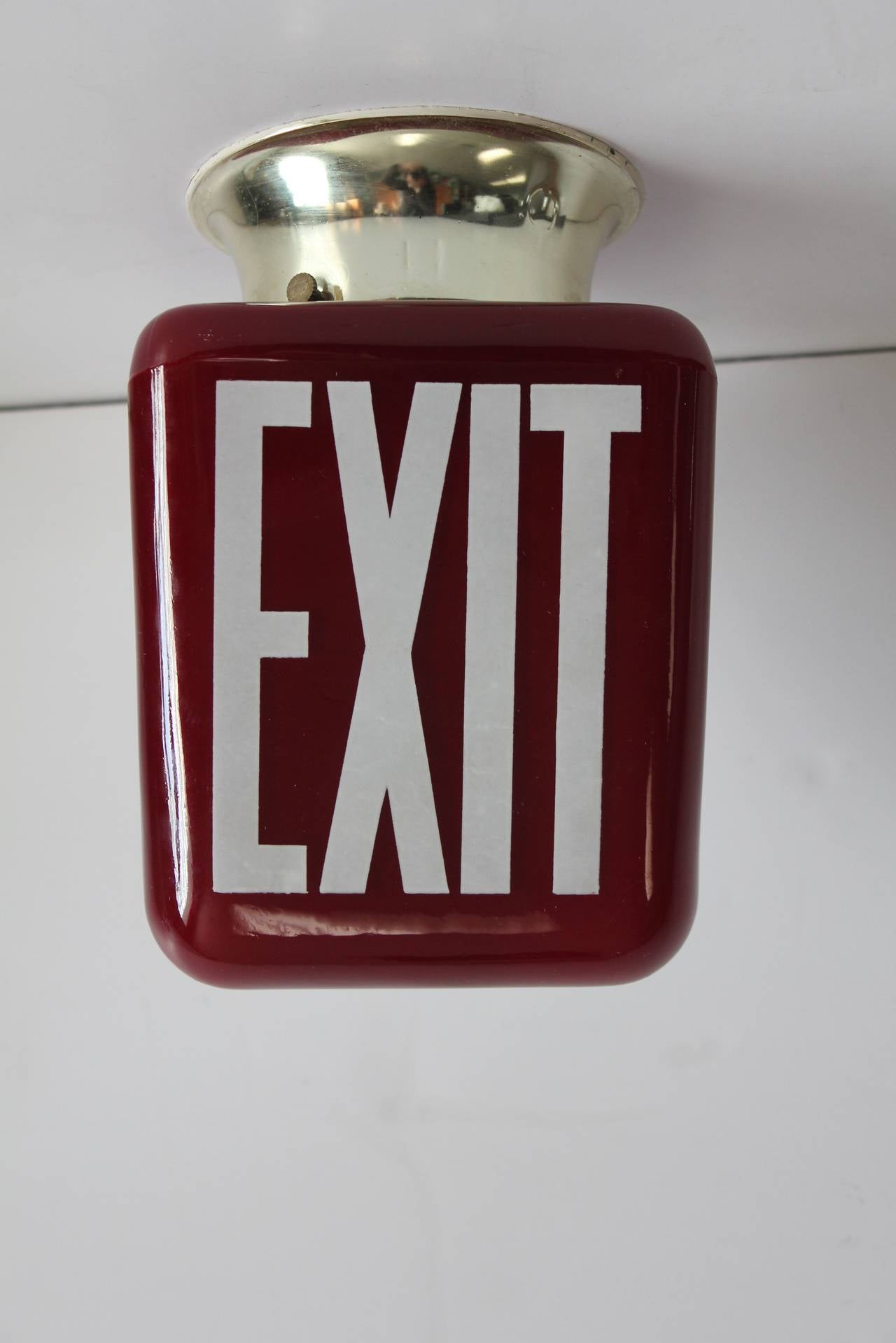 1930s American Double-Sided Ruby Red Exit Light at 1stDibs
