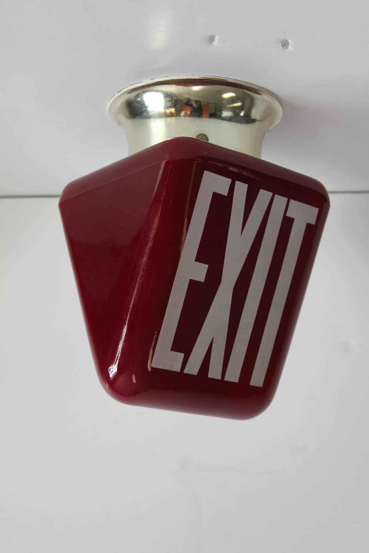 1930s American Double-Sided Ruby Red Exit Light at 1stDibs