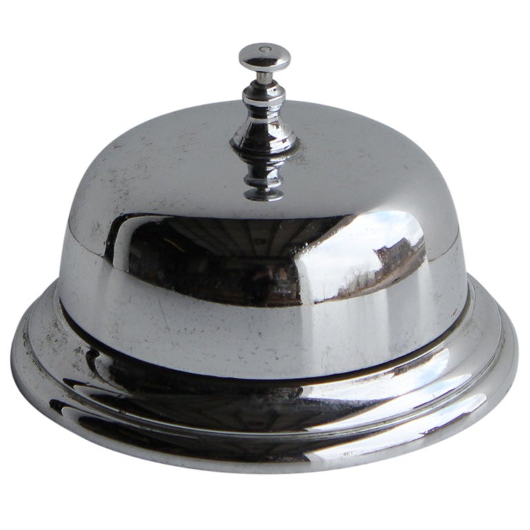 Giant Hotel Counter Desk Chrome Bell at 1stDibs