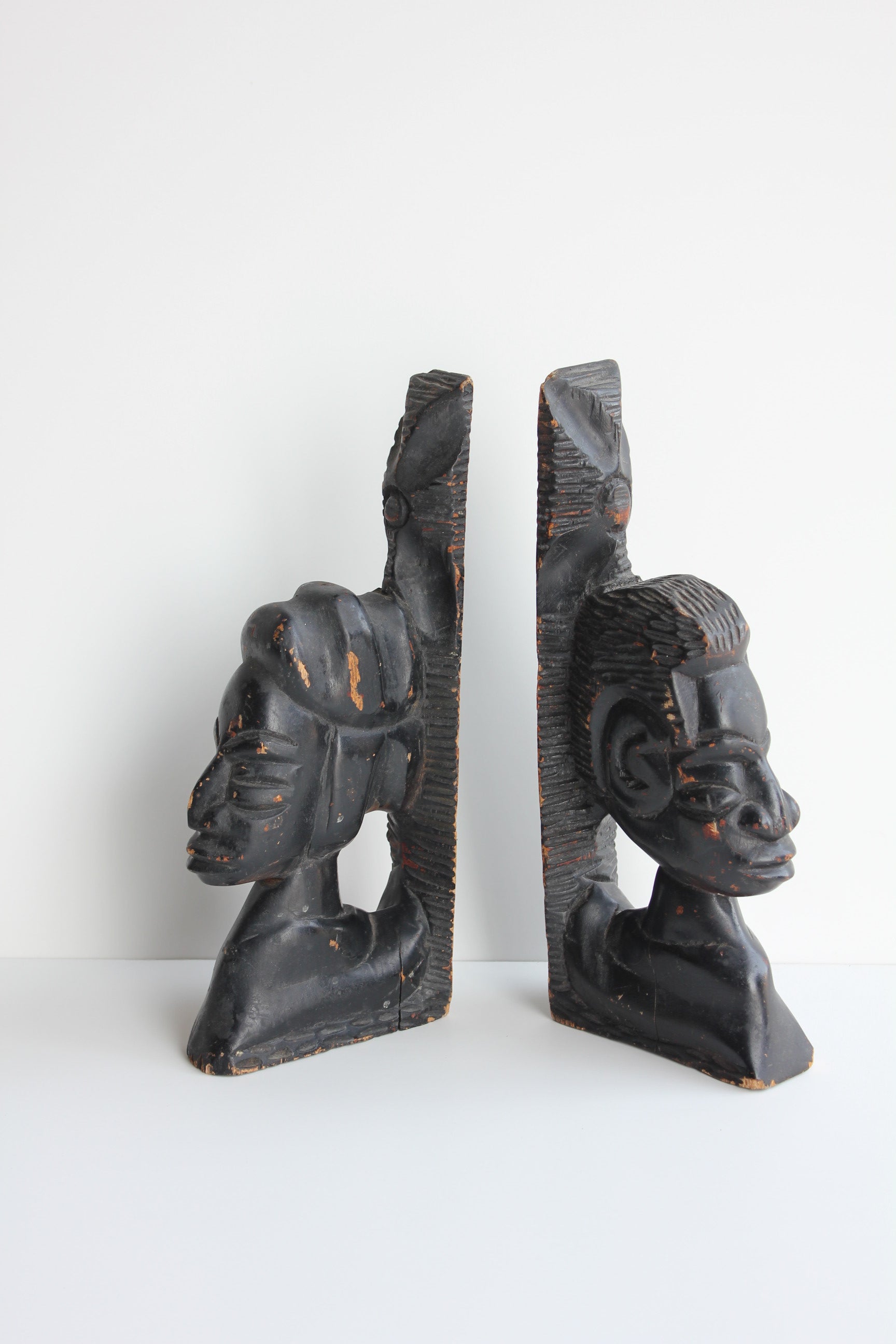 Antique Hand Carved Wooden Bookends For Sale at 1stDibs