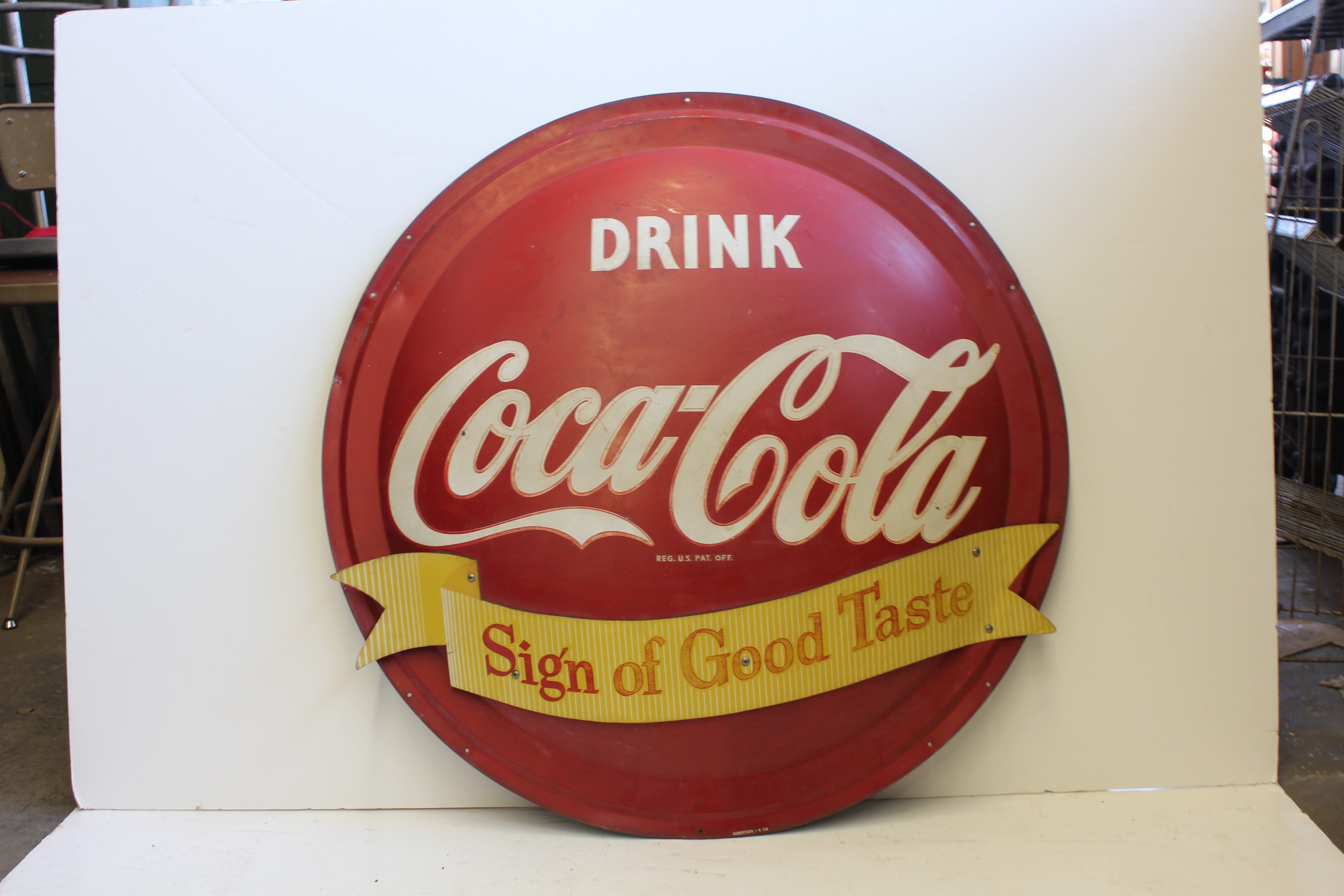 1950's Coca Cola Button Advertising Sign at 1stDibs
