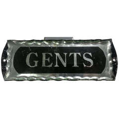 Antique Reverse Painted Glass Sign " Gents " at 1stDibs