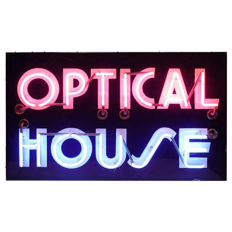 1950's Original Neon Sign " Optical House " For Sale at 1stDibs