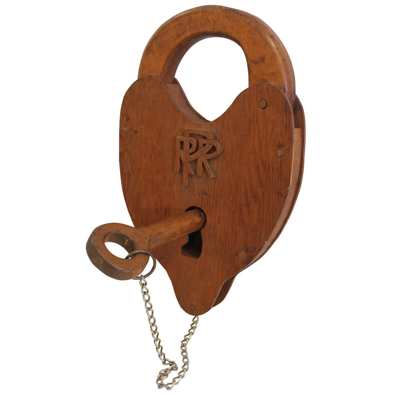 Giant Folk Art Wood Padlock at 1stDibs