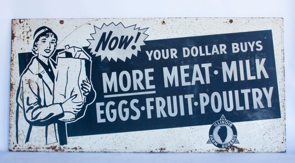 XL 1950's Metal advertising sign For Sale at 1stDibs