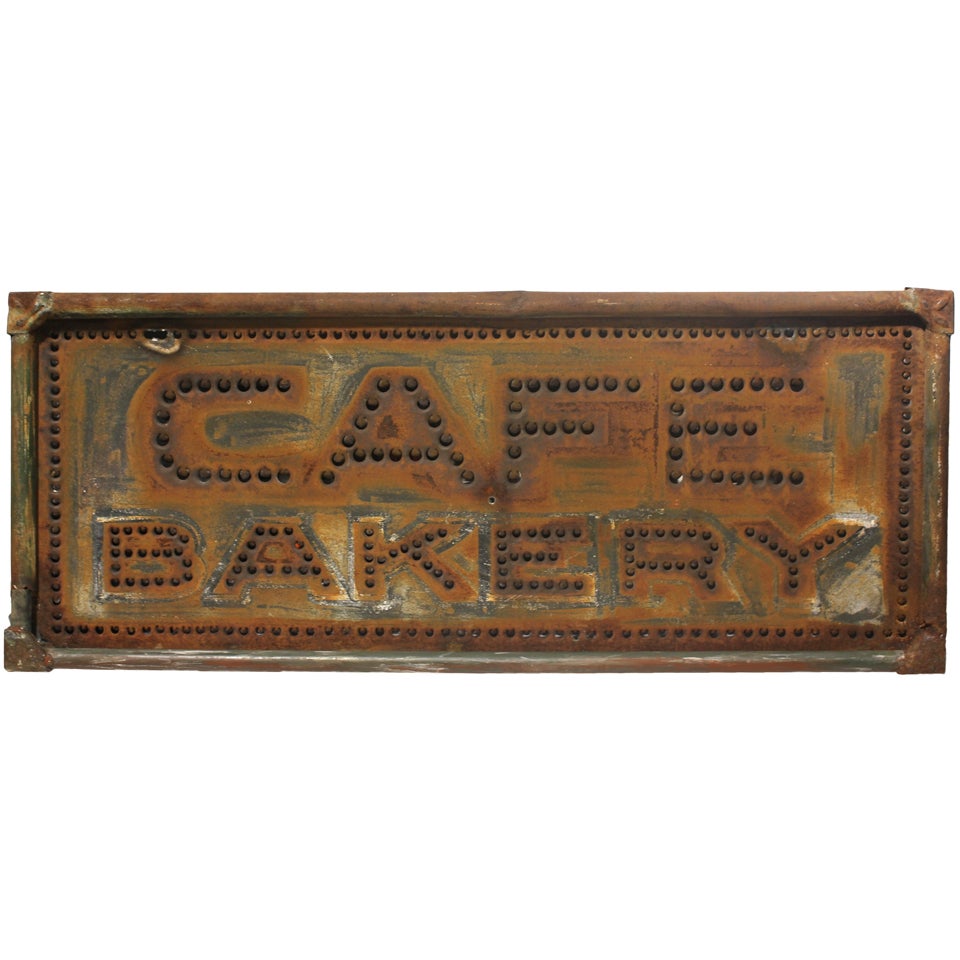 1900's Tin Light Up Cafe Bakery Sign at 1stDibs