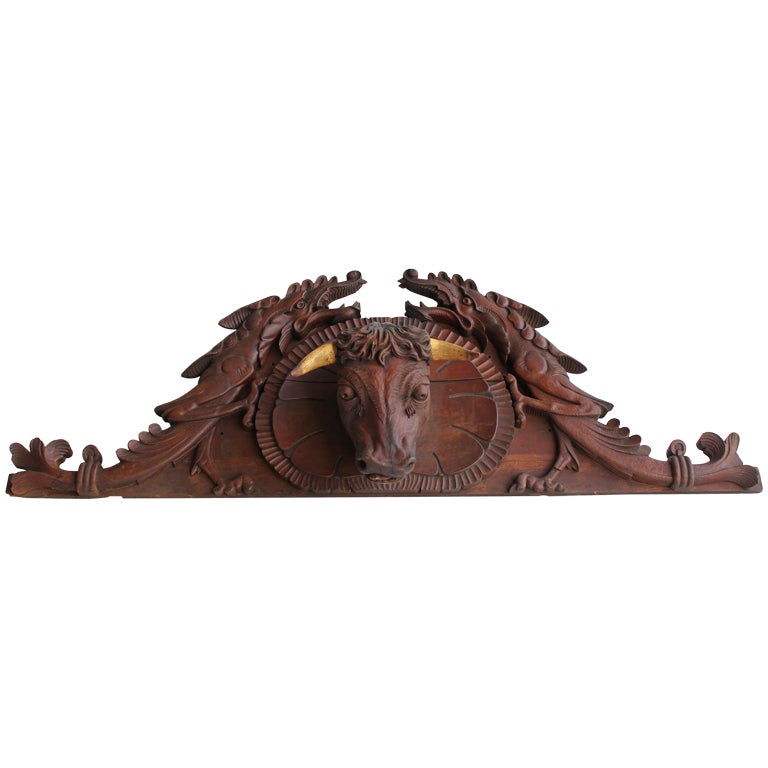 1900's Chicago Wooden Carved Bull Butcher Sign at 1stDibs