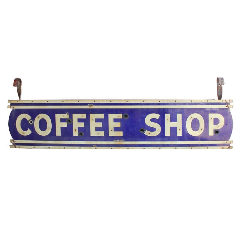 1930's Double Sided Porcelain Sign Coffee Shop at 1stDibs