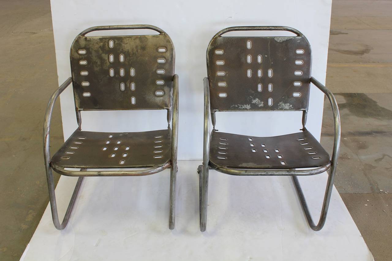 Mid-Century Garden Metal Lounge Chairs at 1stDibs