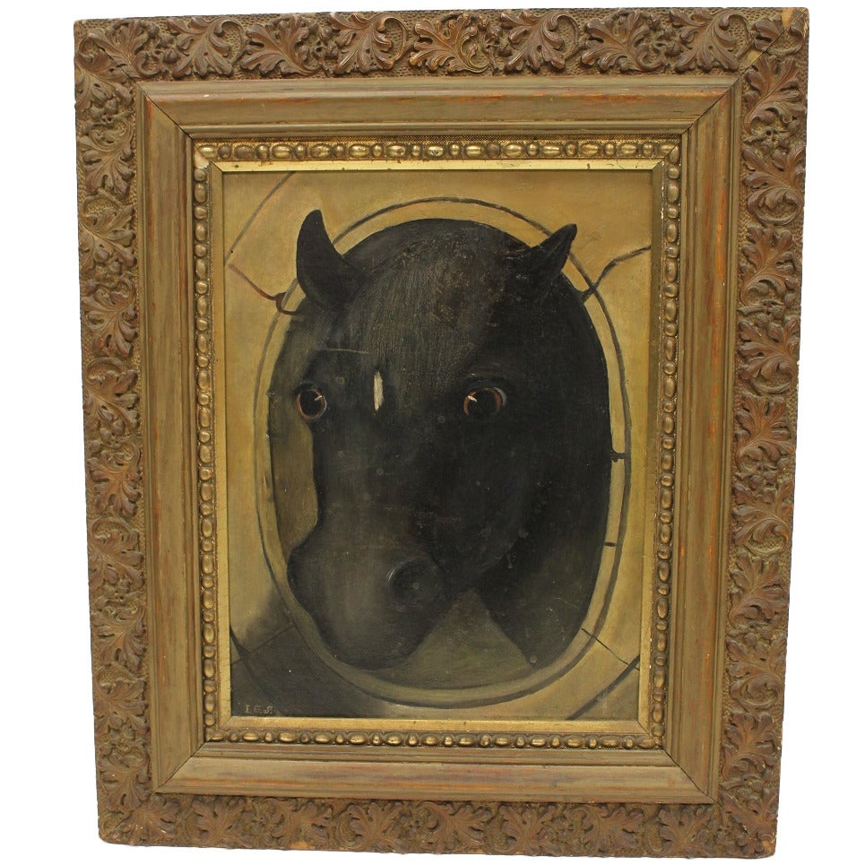 19th Century Folk Art Oil Painting of a Horse For Sale at 1stDibs 19th Century Folk Art Oil Painting of a Horse For Sale at 1stDibs