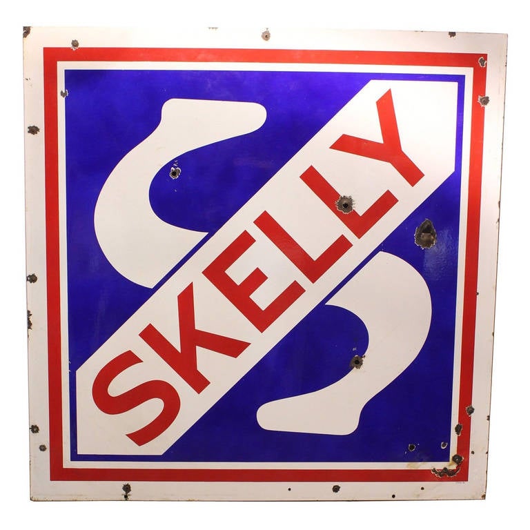 1950s Original Double-Sided Porcelain Advertising Sign for Skelly Oil ...