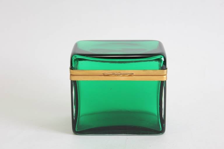 Large Antique French Green Glass Box at 1stDibs