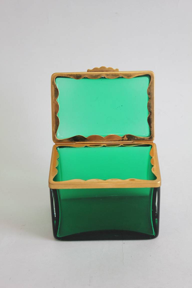 Large Antique French Green Glass Box at 1stDibs